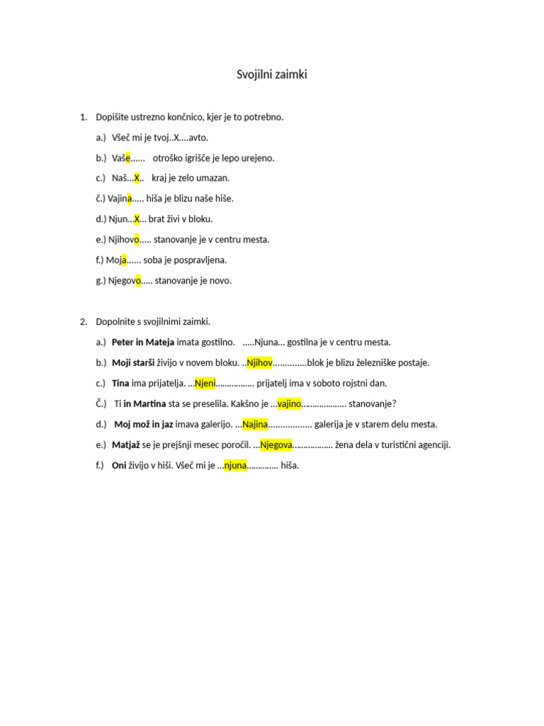 svojilni zaimki2 | PDF
