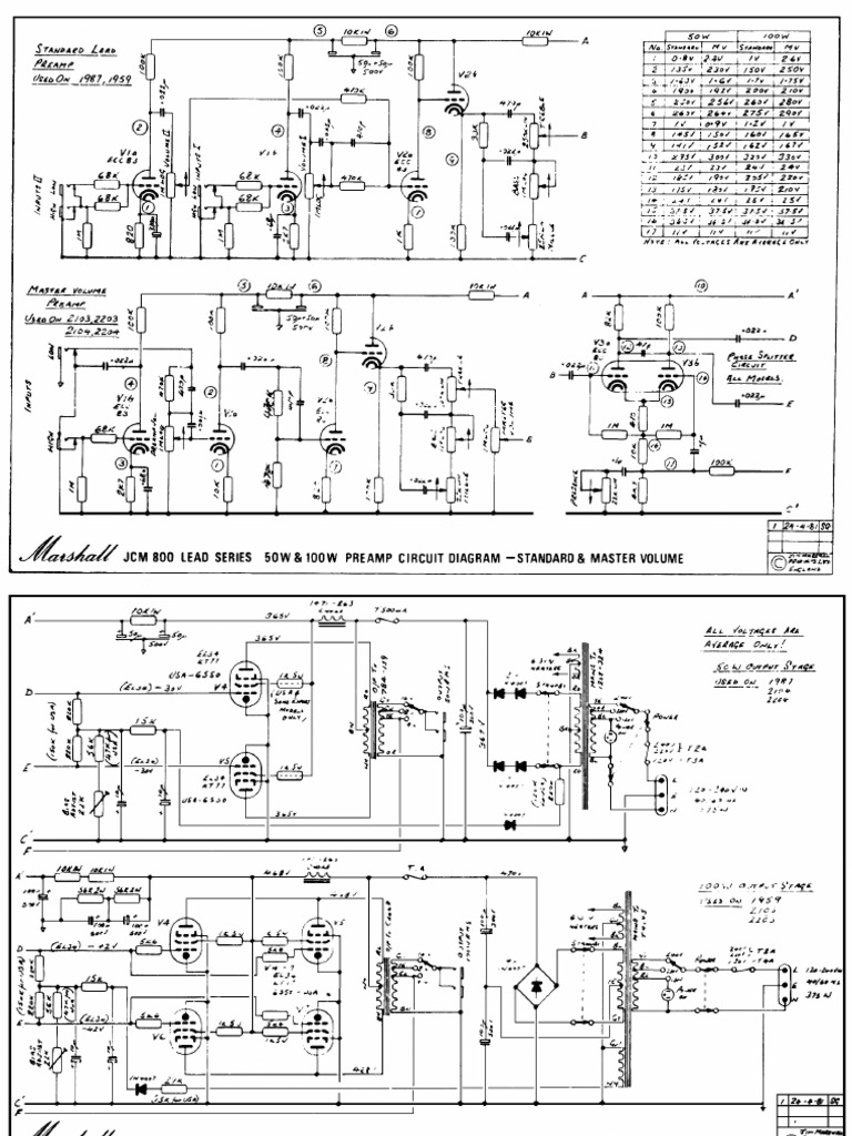 Marshall JCM800 Superlead 100W 1959A Schematic | PDF