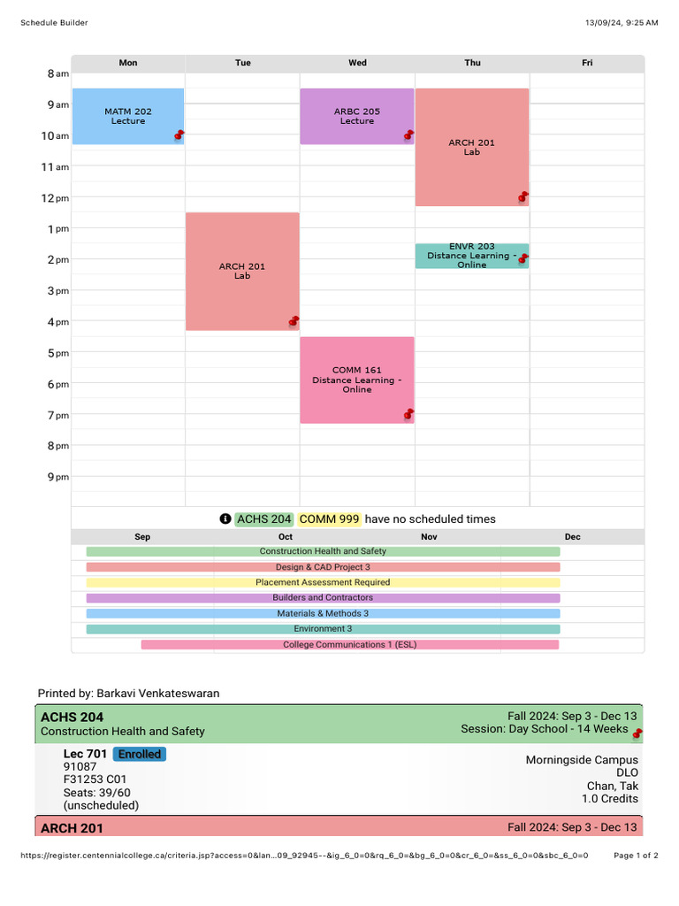Schedule Builder | PDF