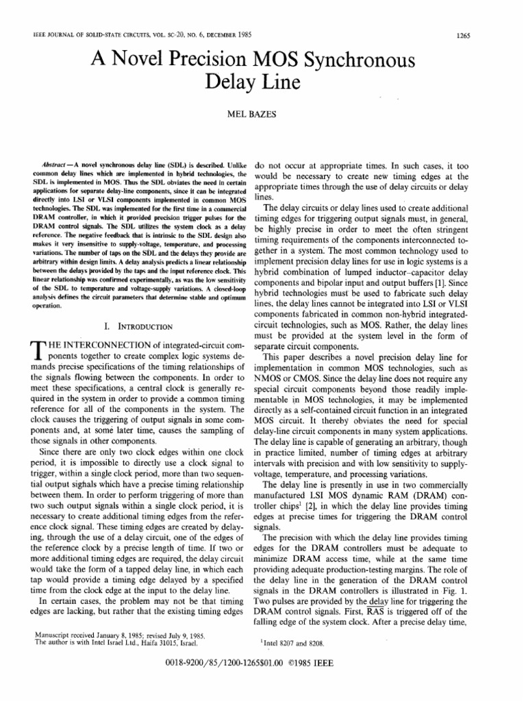 A Novel Precision MOS Synchronous Delay Line | PDF | Electronic ...