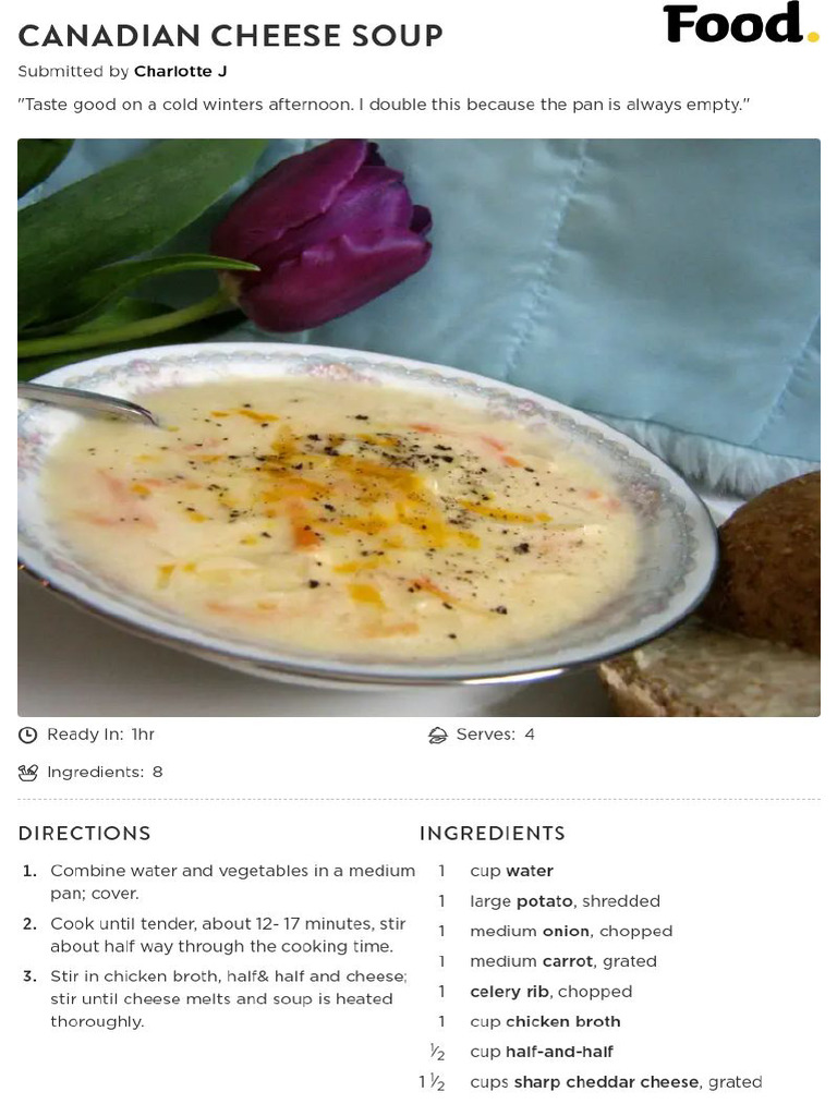 Recipe Canadian Cheese Soup 17370 | PDF