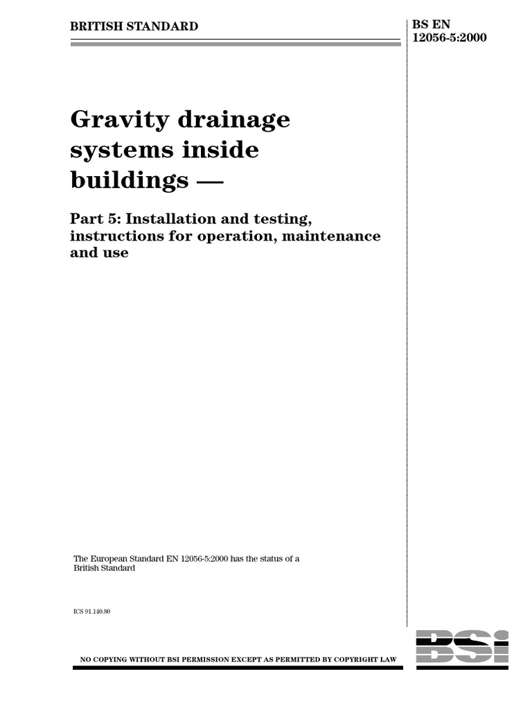 BS EN-12056-5 2000 Gravity Drainage in Bldgs | PDF