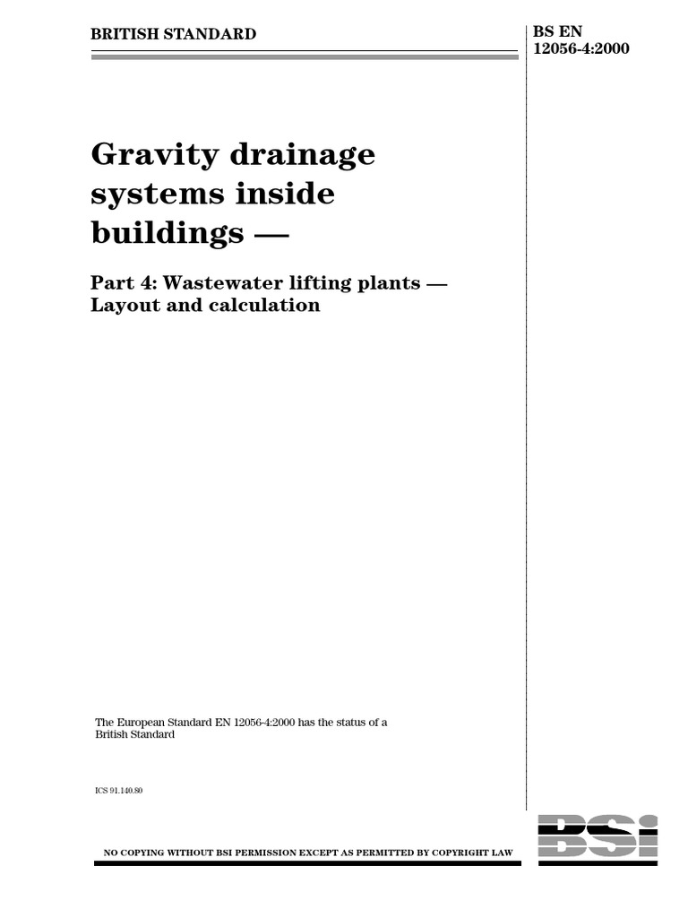 BS EN-12056-4 2000 Gravity Drainage in Bldgs | PDF | Sanitary Sewer | Pump