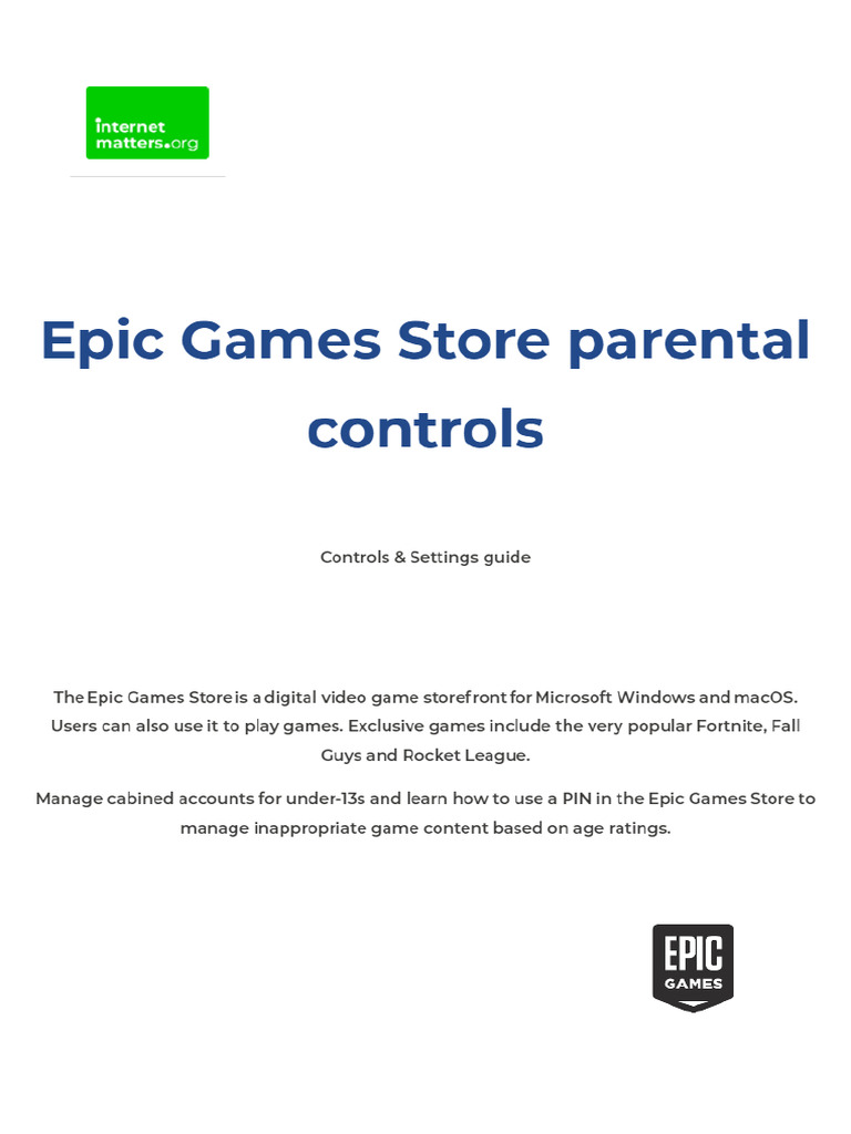 Parental Control Epic Games Store Parental Controls Guide | PDF