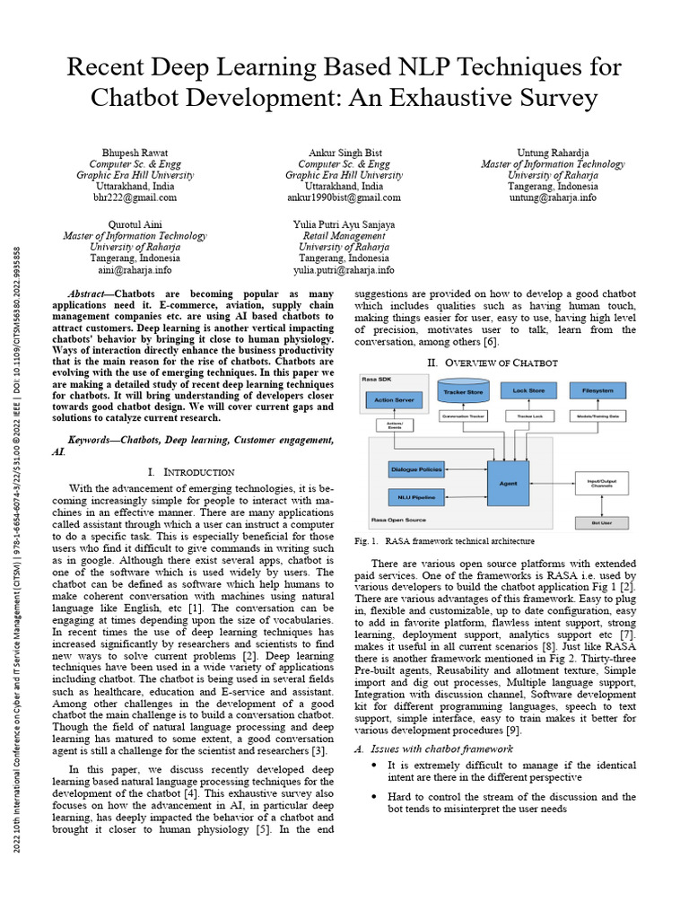 Deep Learning Techniques for Chatbots | PDF | Deep Learning ...