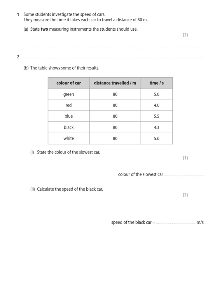 Velocity Distance Acceleration 1 Qp Pdf Speed Temporal Rates