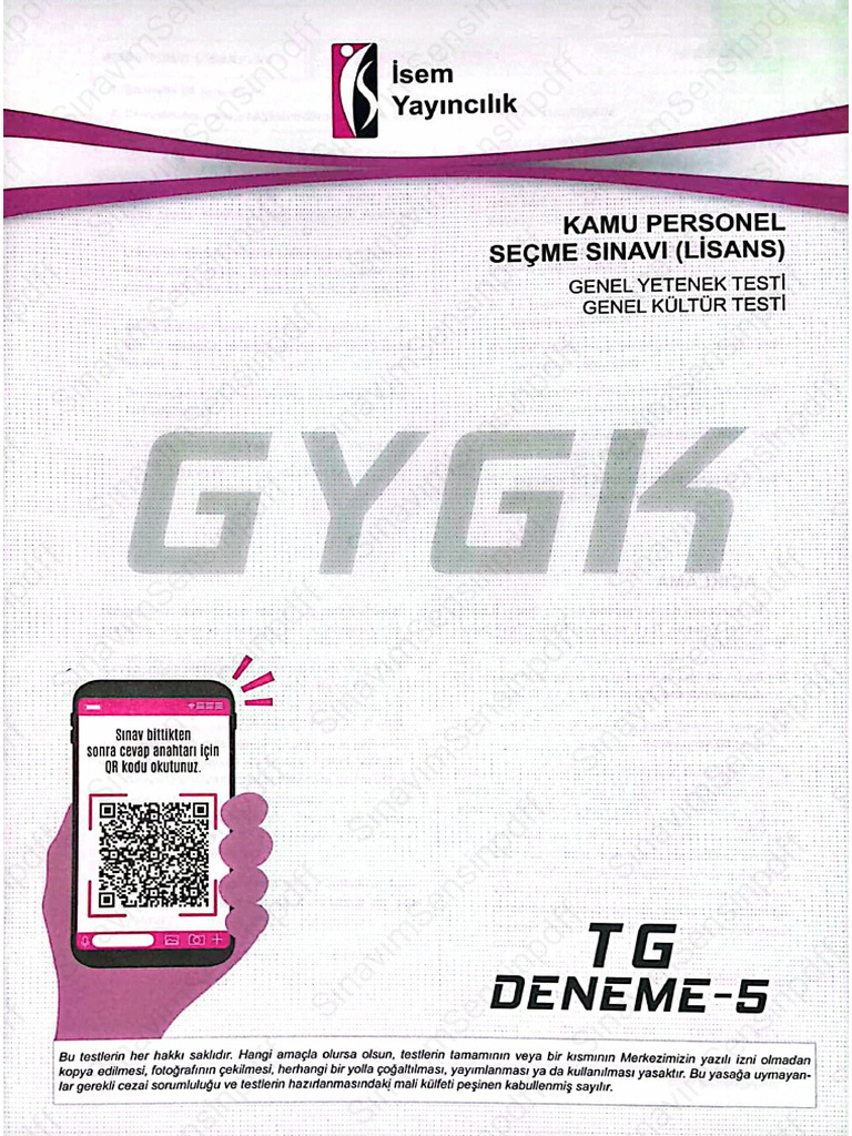 İsem 2024 TG 5 - Sınavımsensinpdff | PDF