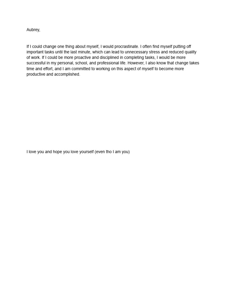 If I Could Change One Thing About Myself | PDF