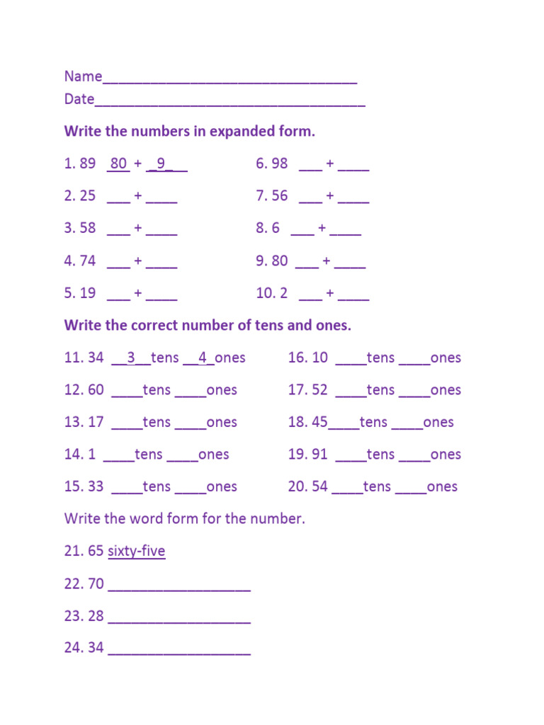 Write The Numbers in Expanded Form | PDF