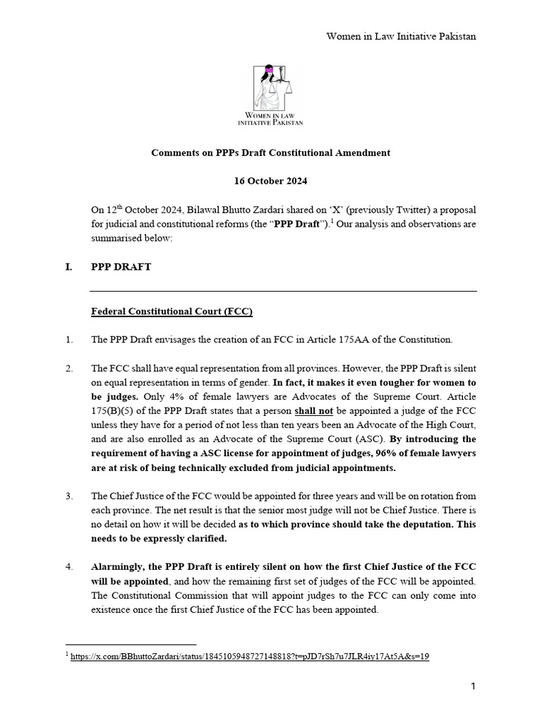 PPP Draft Amendments Impact on Women in Law | PDF | Judge | Jurisdiction
