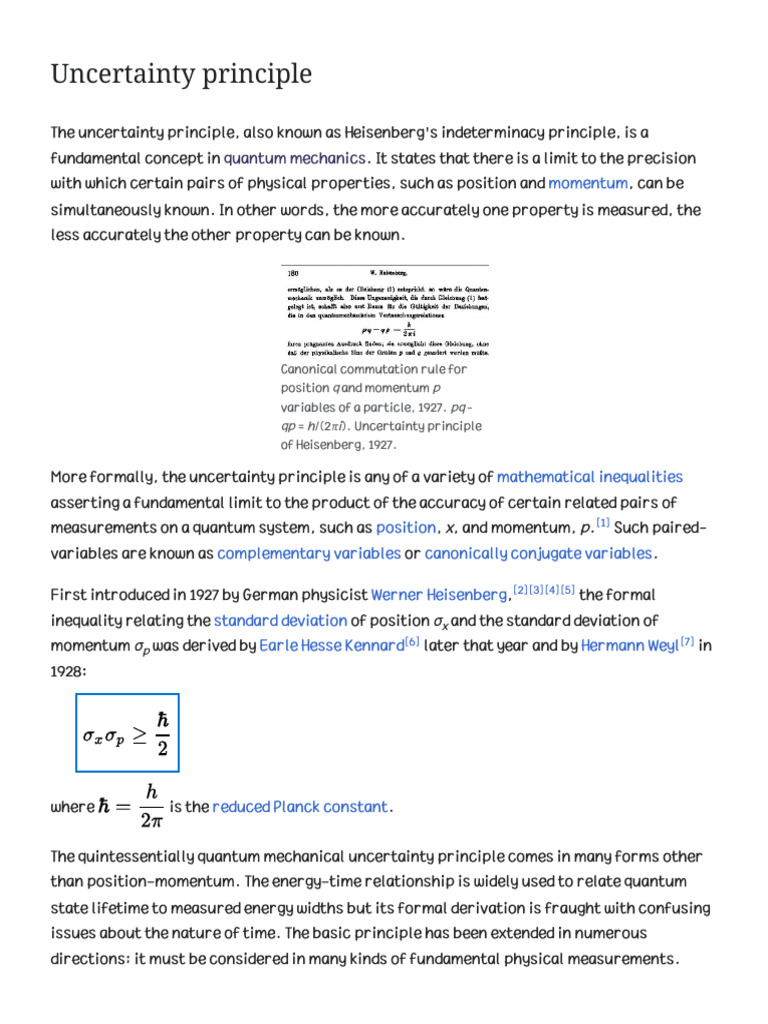 Uncertainty principle | PDF | Uncertainty Principle | Quantum Mechanics