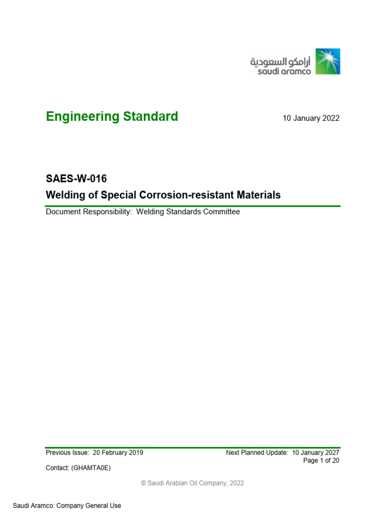 SAES-W-016 | PDF | Stainless Steel | Construction