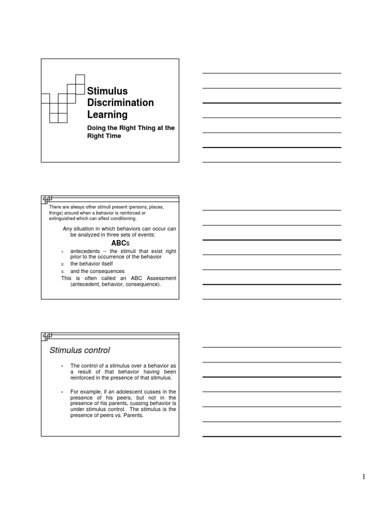 Stimulus Discrimination Learning | PDF | Reinforcement | Stimulus ...