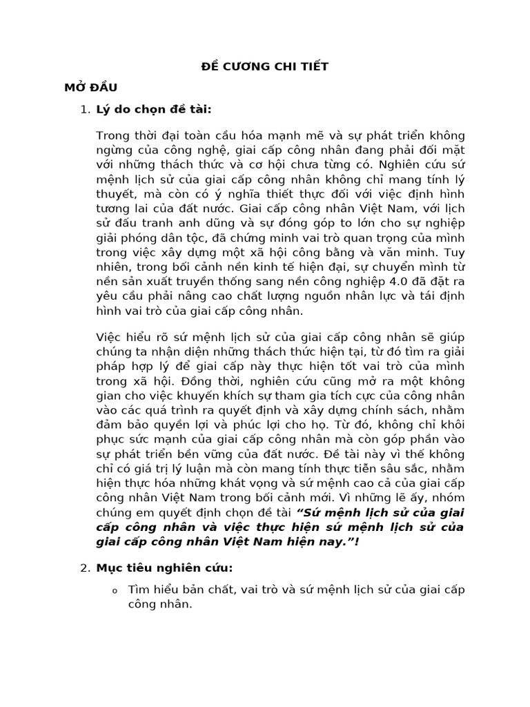 Đề cương chi tiết - Nhóm 4A | PDF