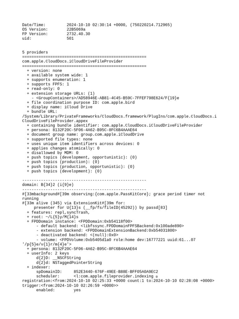 fileproviderctl_dump | PDF | Data Management | System Software