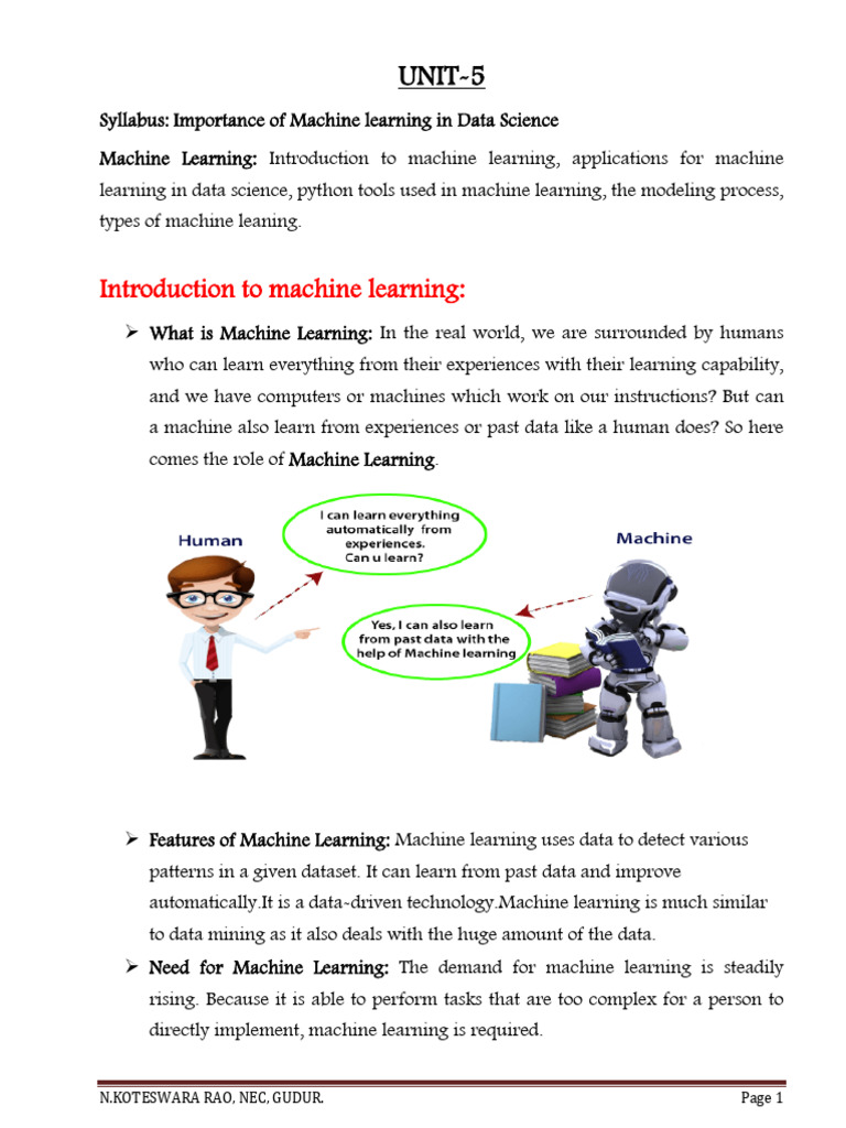 Unit 5 Ds Notes Pdf Machine Learning Statistical Classification