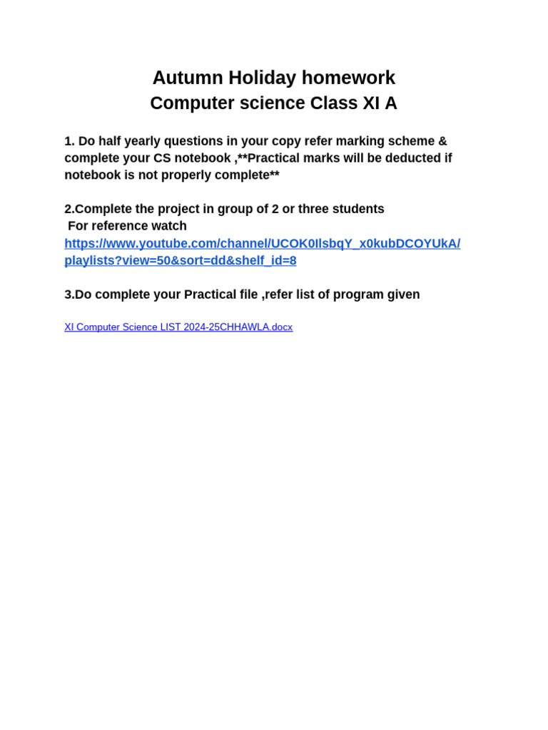 Xi Cs Autumn Holiday Homework | PDF | Art | Computers