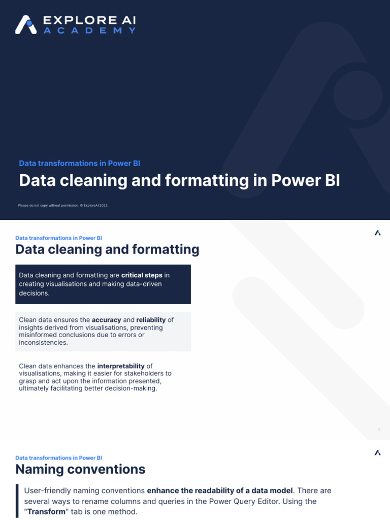Data Cleaning and Formatting in Power BI (Slides) | PDF | Data | Data Quality