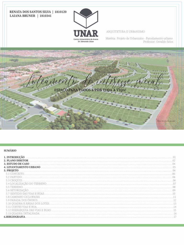 Projeto de Urbanismo - Parcelamento Urbano | PDF