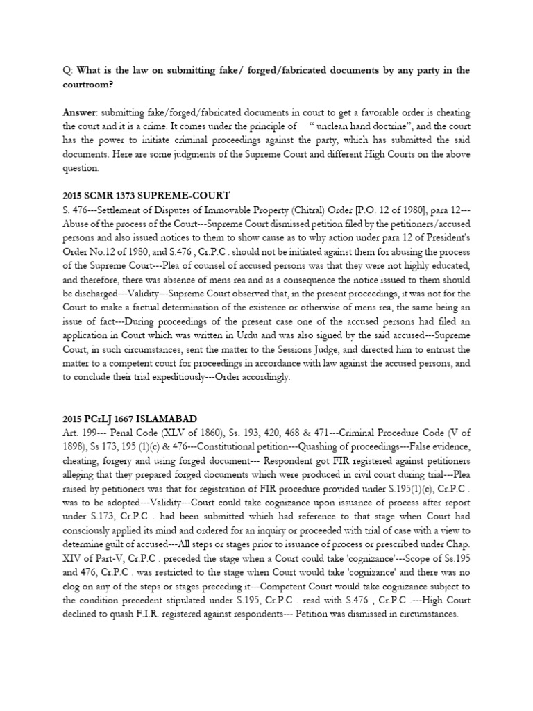 Submission of Forged Documents in The Court and The Law 1727893576 ...