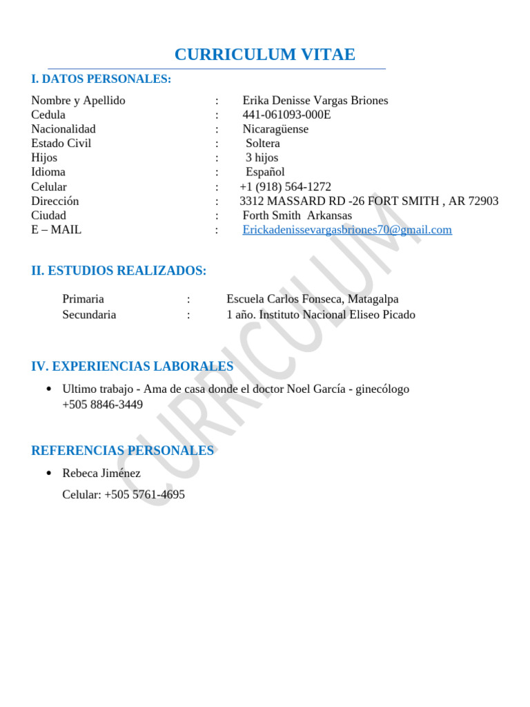CURRICULUM Erika | PDF | Salud y bienestar