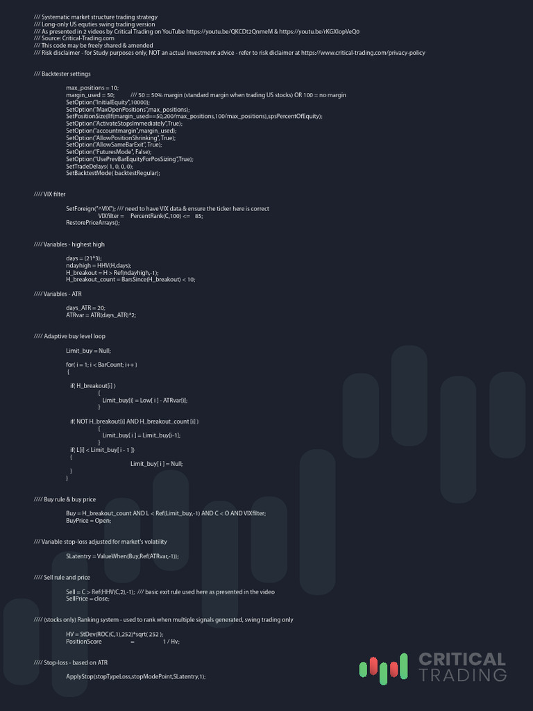 Critical Trading Free Algo Strategy | PDF | Investing