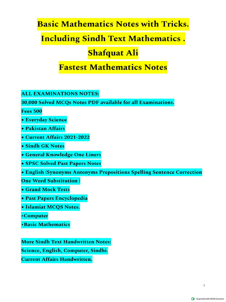 11.mathematics With Tricks Notes | PDF