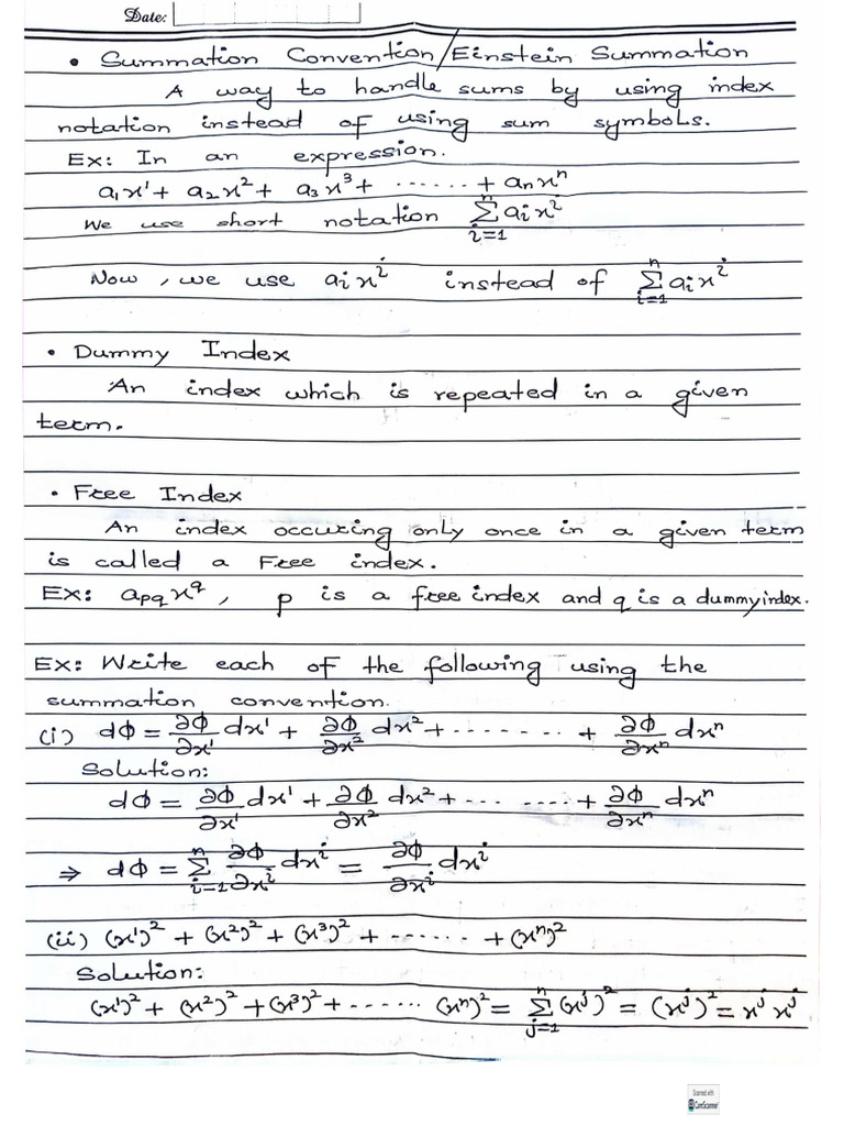 Summation Convention | PDF