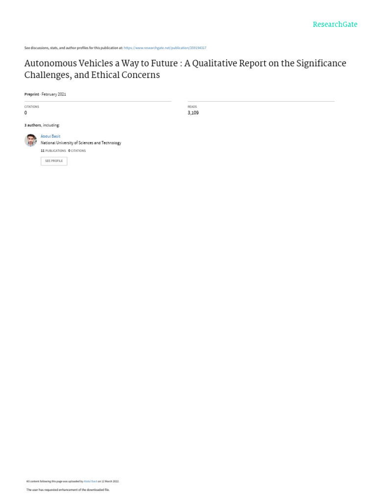 Autonomous Vehiclesa Wayto Future | PDF | Traffic Collision | Car