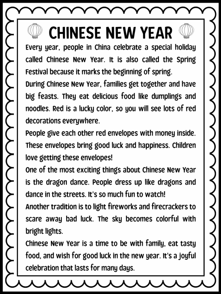 Chinese New Year Reading Comprehension | PDF