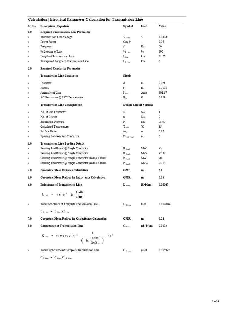 Electrical Parameter for 132kv Line_08!10!24 | PDF | Electric Power Transmission | Transmission Line