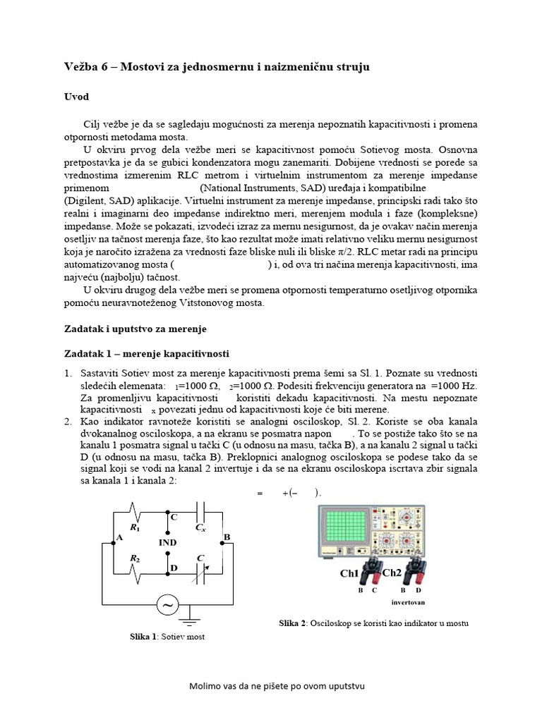 Vežba 6 - Mostovi Za Jednosmernu I Naizmeničnu Struju: Analog Discovery ...