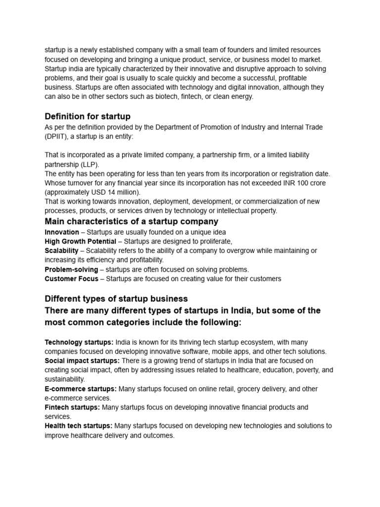 start up Business | PDF | Startup Company | Small Business & Entrepreneurs