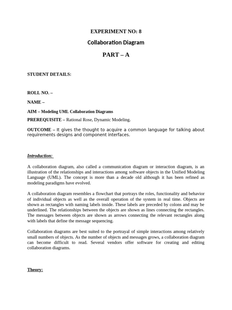 EXPERIMENT NO8 - Collaboration Diagram iUYag5zY2c | PDF | Unified Modeling Language