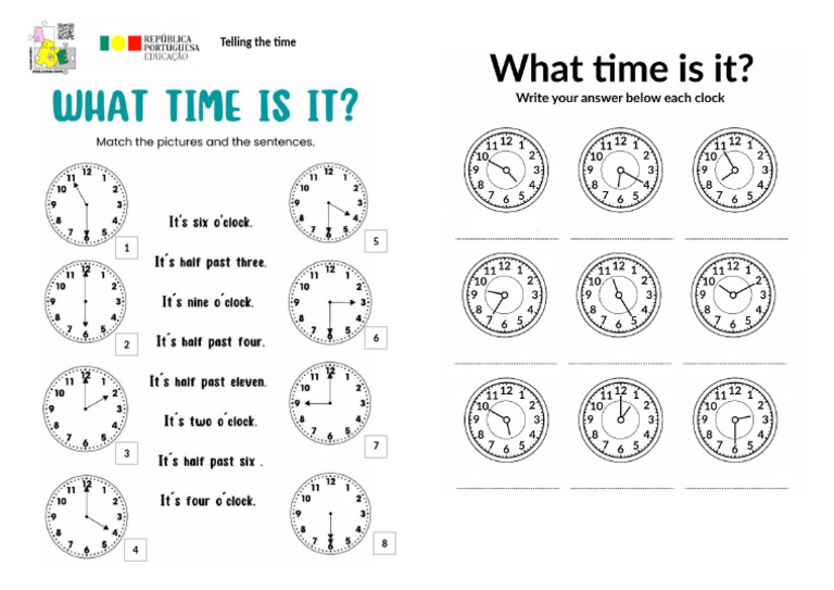 Worksheet - Telling The Time 7 | PDF
