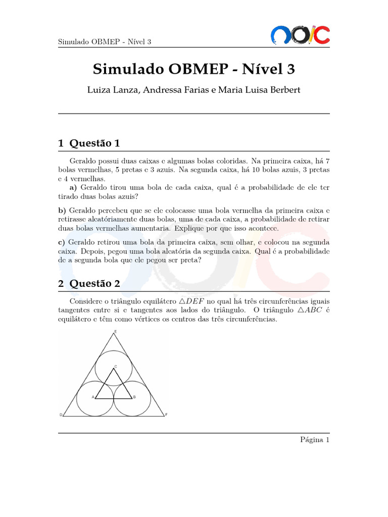 Simulado Nivel 3 OBMEP - 2-1 | PDF | Triângulo | Geometria Euclidiana