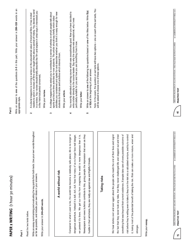 Objective Proficiency Practice Test W | PDF