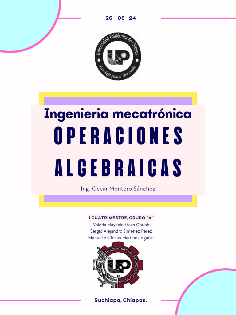 Portada Operaciones Algebraicas | PDF