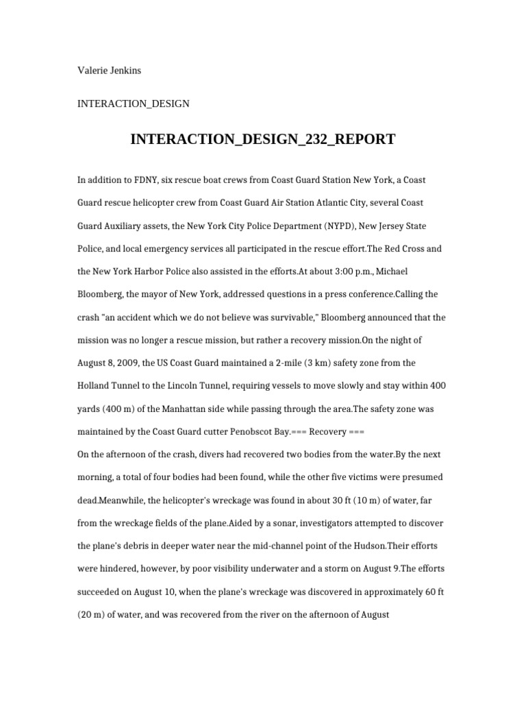 Interaction Design 232 Report | PDF | National Transportation Safety ...