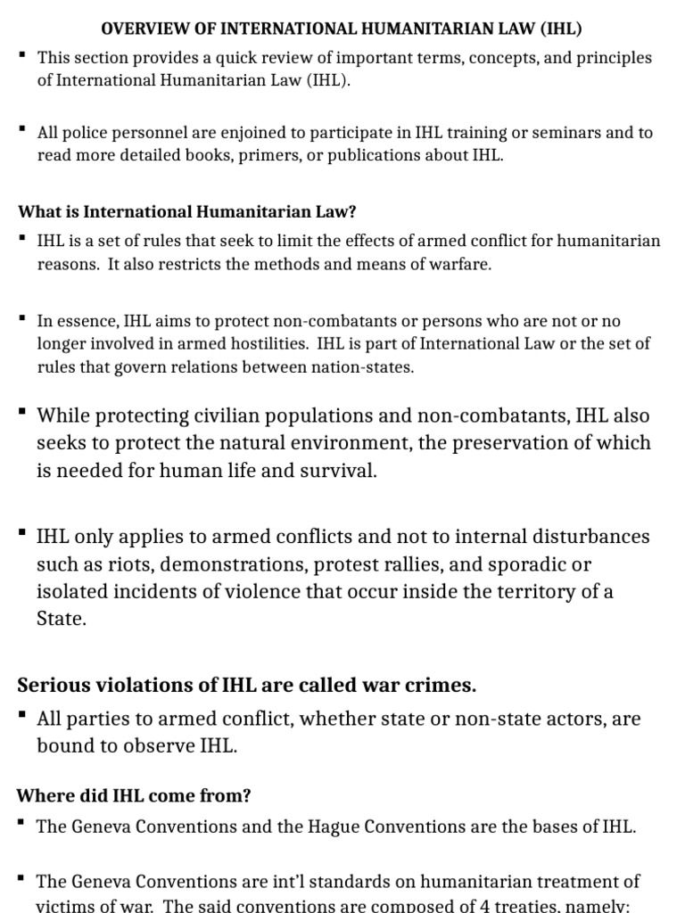 2a-IHL and RA 9851-Overview-PNP Code | PDF | International Humanitarian ...