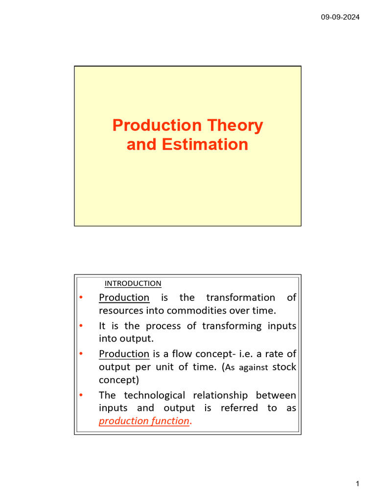 1 Production Theory Hand Out Pdf Production Function Factors Of