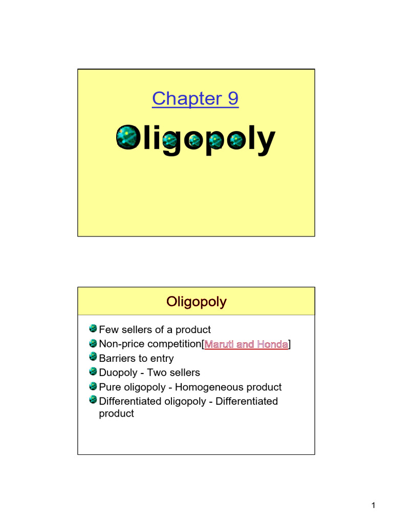 Chapter 9 Hand Out | PDF | Economic Equilibrium | Oligopoly