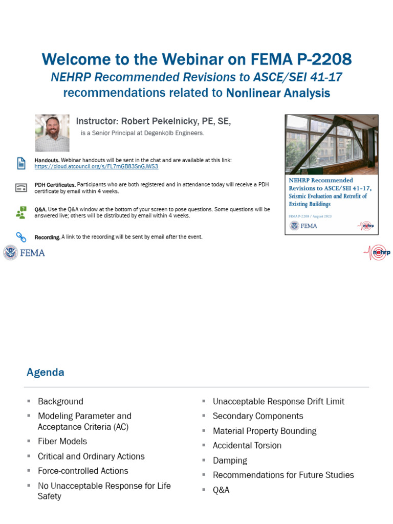 FEMA P-2208 Nonlinear Analysis Webinar | PDF | Nonlinear System ...