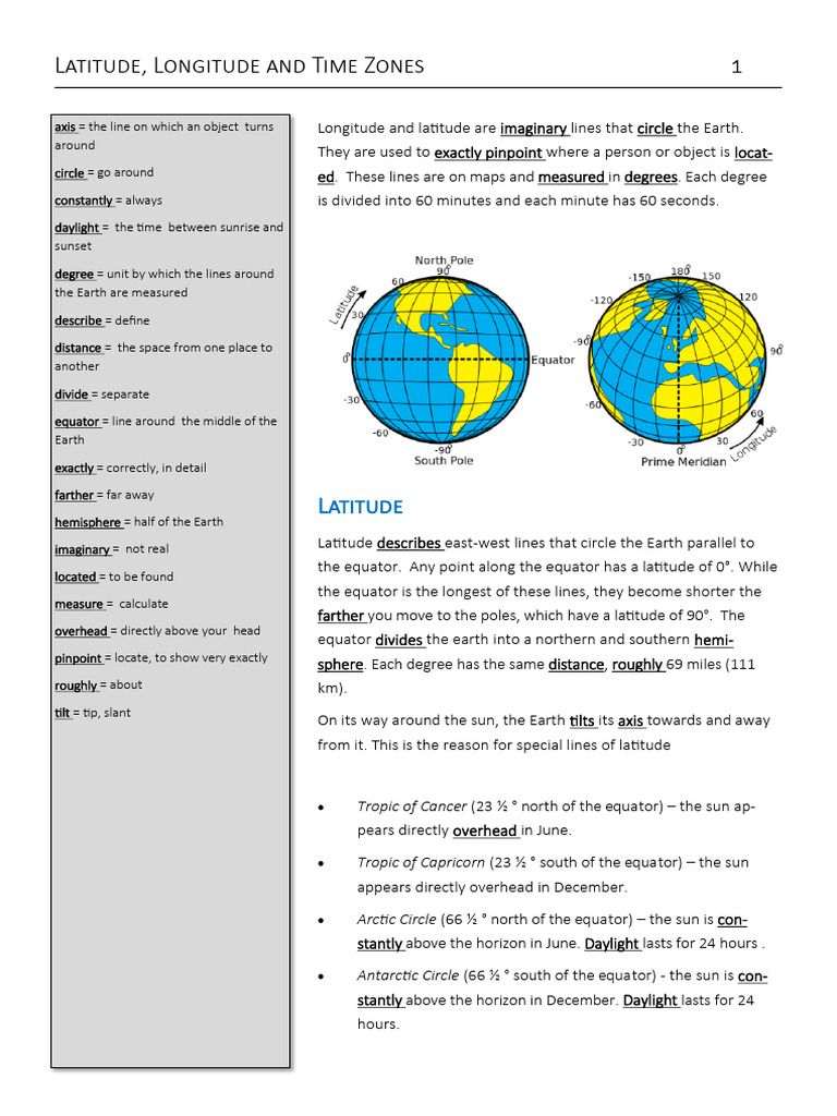Longitude_Latitude_and_Time_Zones_Studnet_Information | PDF | Equator ...