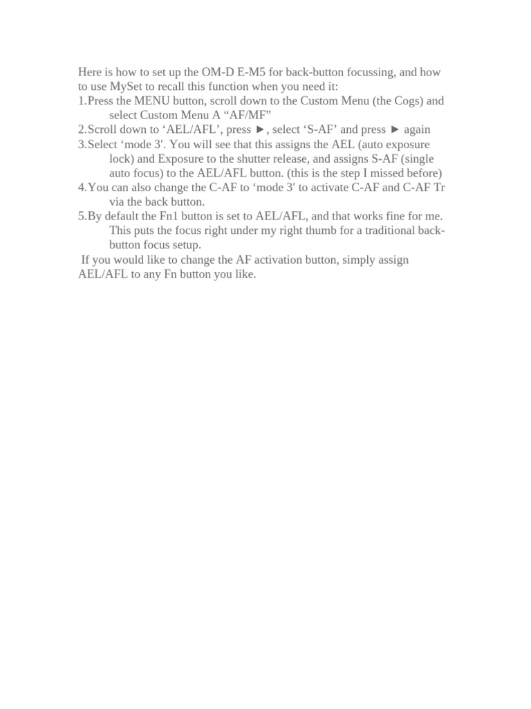 OMD Back Focus | PDF | Computers