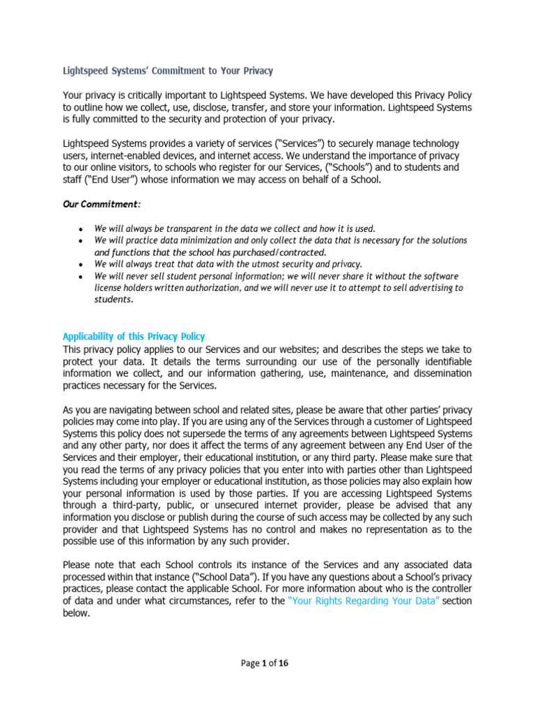 Lightspeed Systems Privacy Policy | PDF | Http Cookie | Computer Security