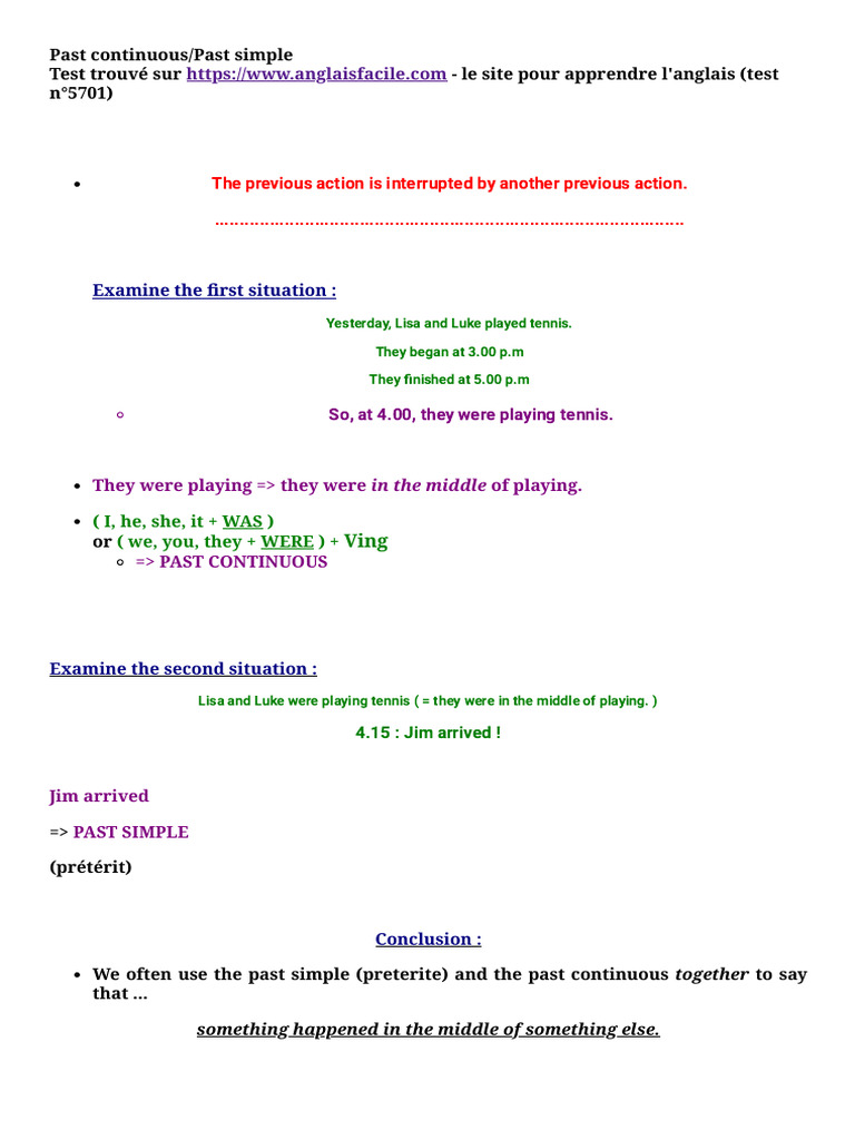 Past Continuous - Past Simple | PDF