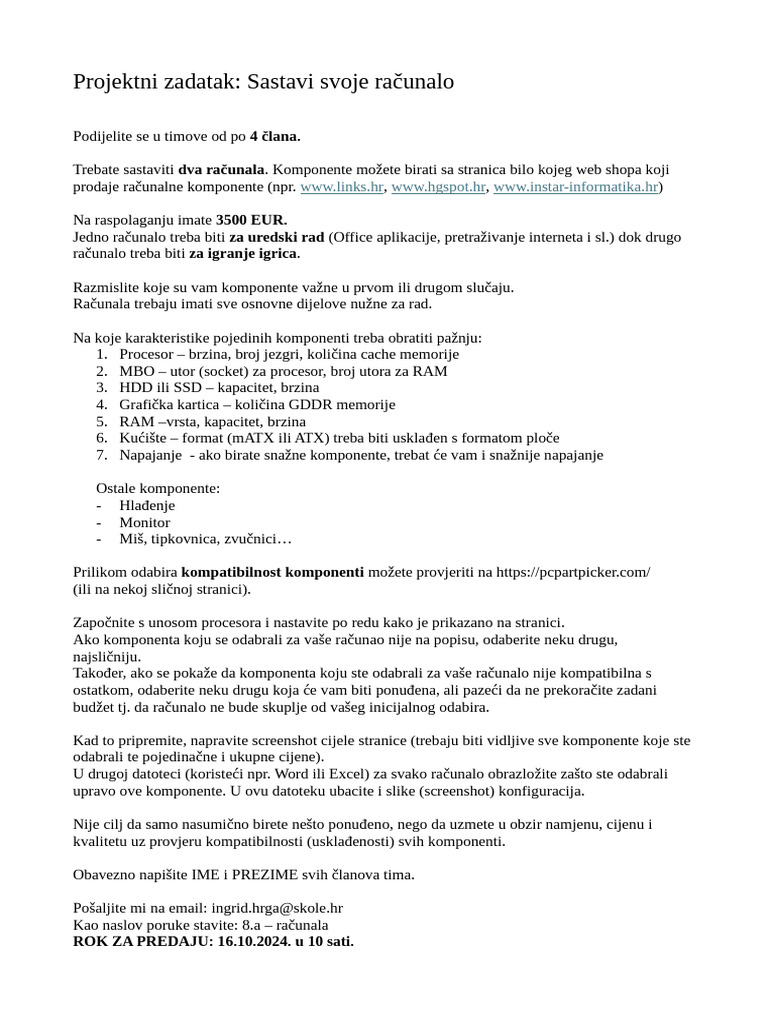 Građa računala - projekt | PDF