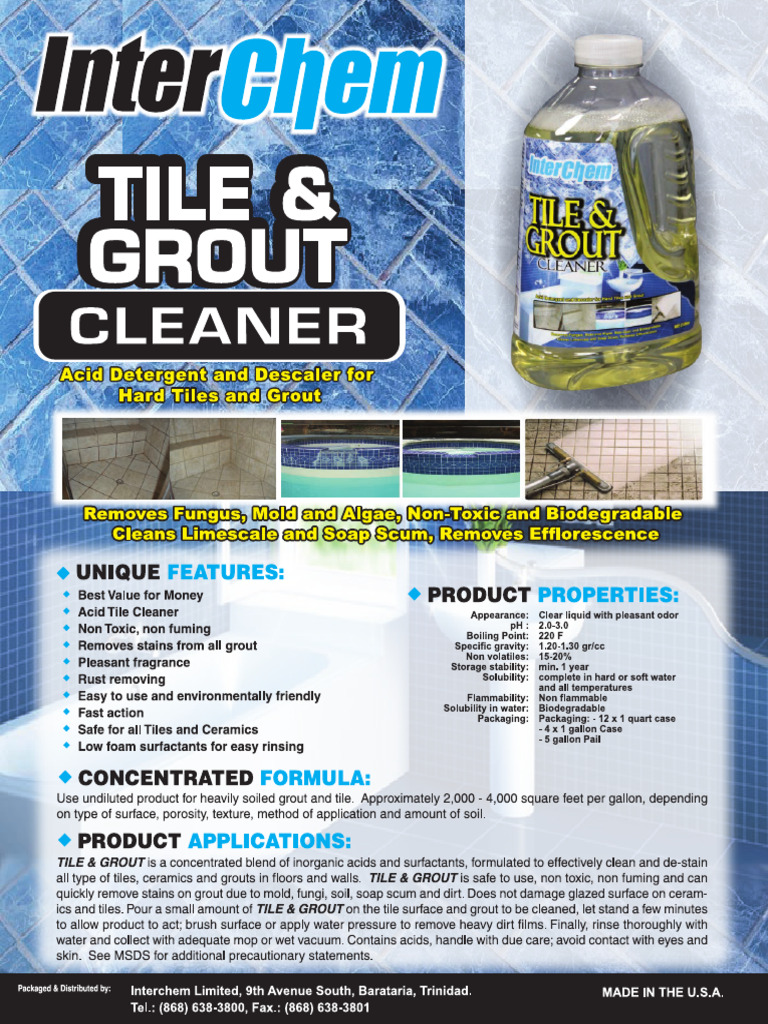 Interchem Tile & Grout Cleaner 2litre - #CT-107 - TDS | PDF