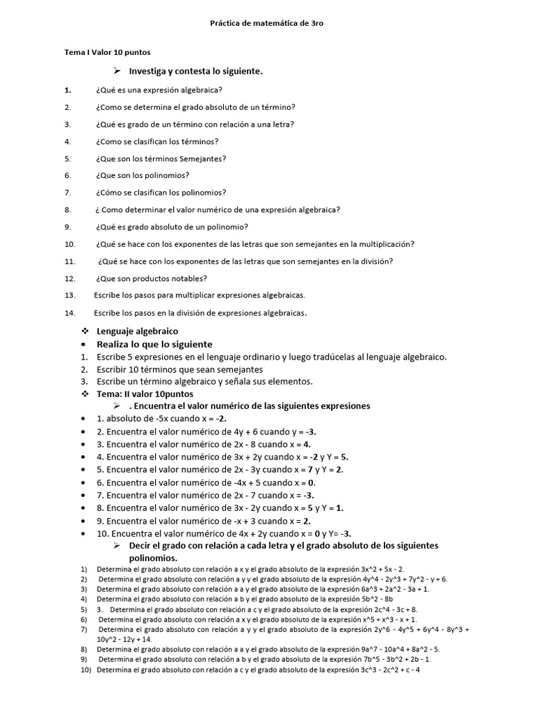 Práctica de Matemática de 3ro | PDF | Multiplicación | Matemáticas De La Computación